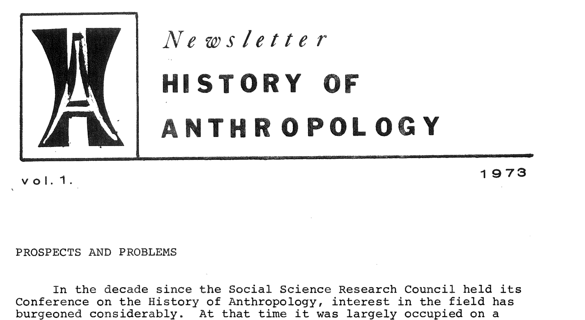The Inspiration for the History of Anthropology Newsletter – History of ...